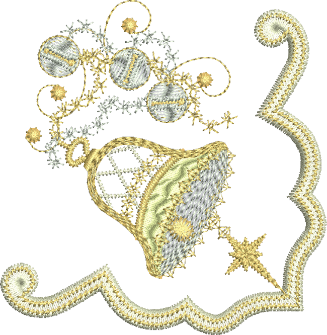 Christmas Bell Corner Embroidery Motif - 28 by Sue Box – Sue Box Creations