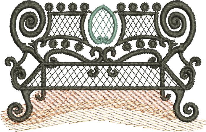 Wrought Iron Seat Embroidery Motif - 31 by Sue Box – Sue Box Creations
