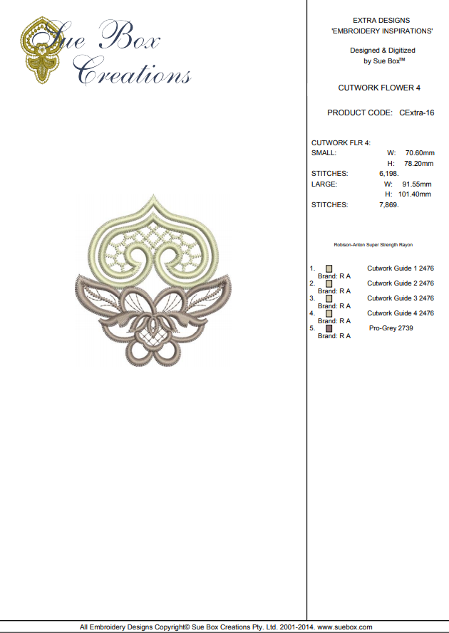 Cutwork Flower 4 Embroidery Motif by Sue Box – Sue Box Creations