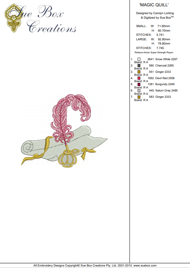 Fairy Magic Quill Embroidery Motif - 28 by Sue Box – Sue Box Creations