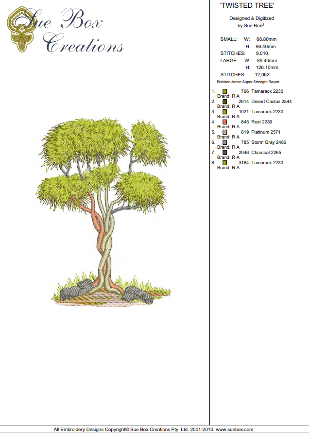 Twisted Tree Embroidery Motif - 01 by Sue Box – Sue Box Creations
