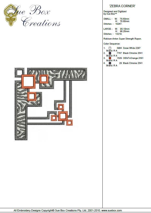 Zebra Corner Embroidery design - 25 - Zoo Babies by Sue Box – Sue Box ...